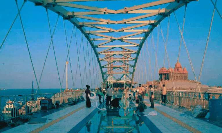 India first glass bridge–a 77-meter-long and 10-meter-wide bridge in ...